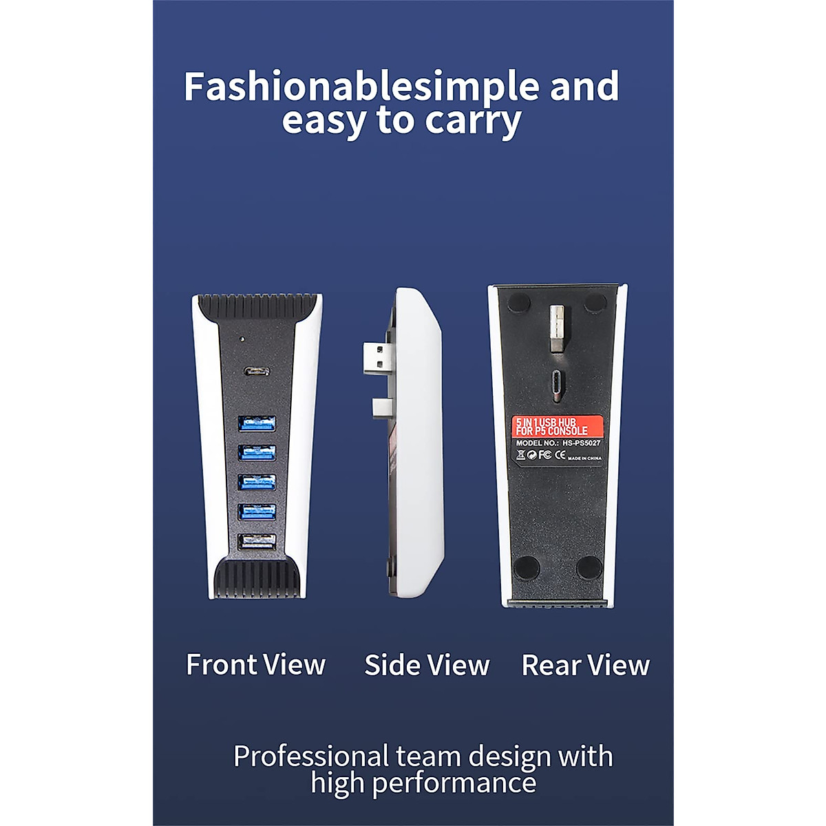 PS5 USB Hub 5 Ports USB Extender, USB High Speed Expansion Hub Charger USB Extender Compatible with Playstation 5 Game Console Accessories PS5 Converter Fast Transmission Multi-port Hub Distributor