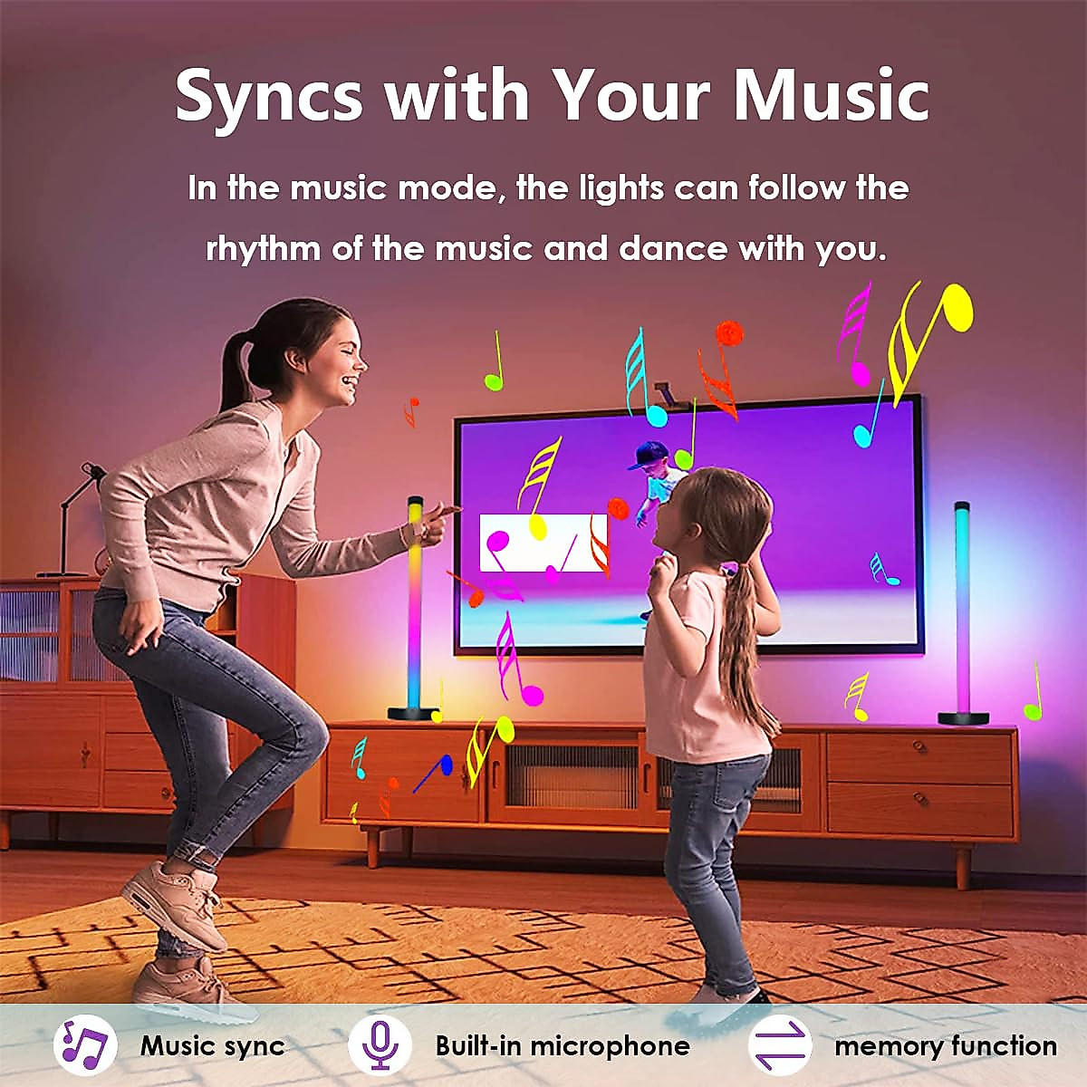 ANSCHE Smart LED Light Bars, Dimmable RGB Flow Light Bars 16 Million Colors TV Backlights, APP Remote Control and Music Sync Gaming Lights for PC, Room Mood Light-2PCS