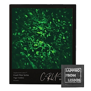 Sappho from lesbos Crush Green Finger Condoms, Ultral Thin Lubricated Latex Fingersex Cots for STI Protection, Natural Sensitive - 6 Count, No Fragrance