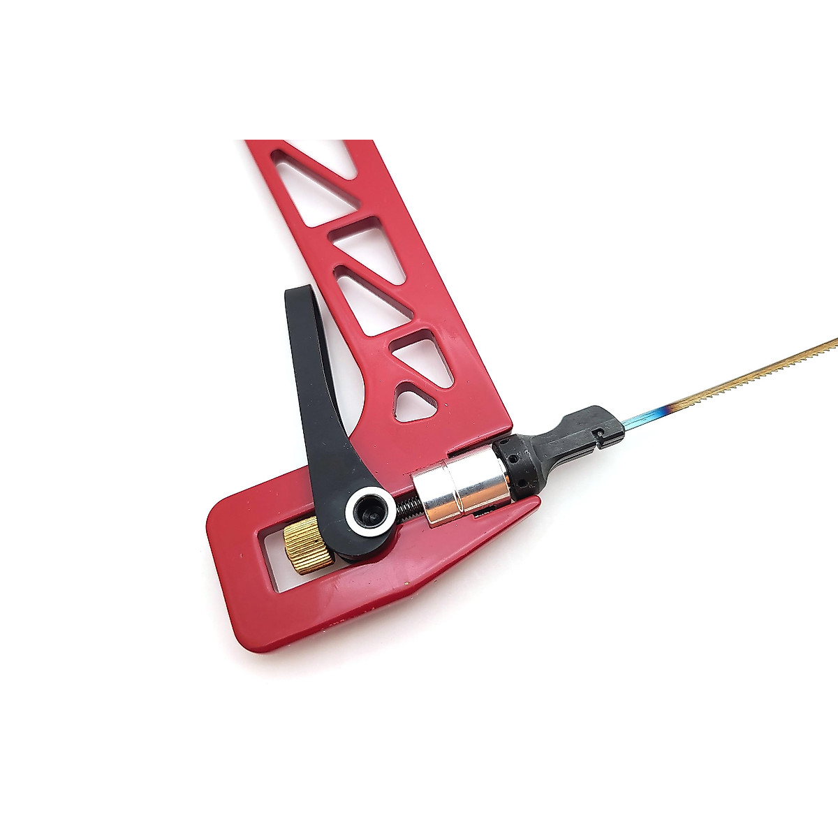 Knew Concepts 125.012 MK IV 6.5 Inch Coping Saw with Cam Lever Tension, Rotating Blade and 12 Each 18 TPI Pegas Pinned Coping Saw Blades