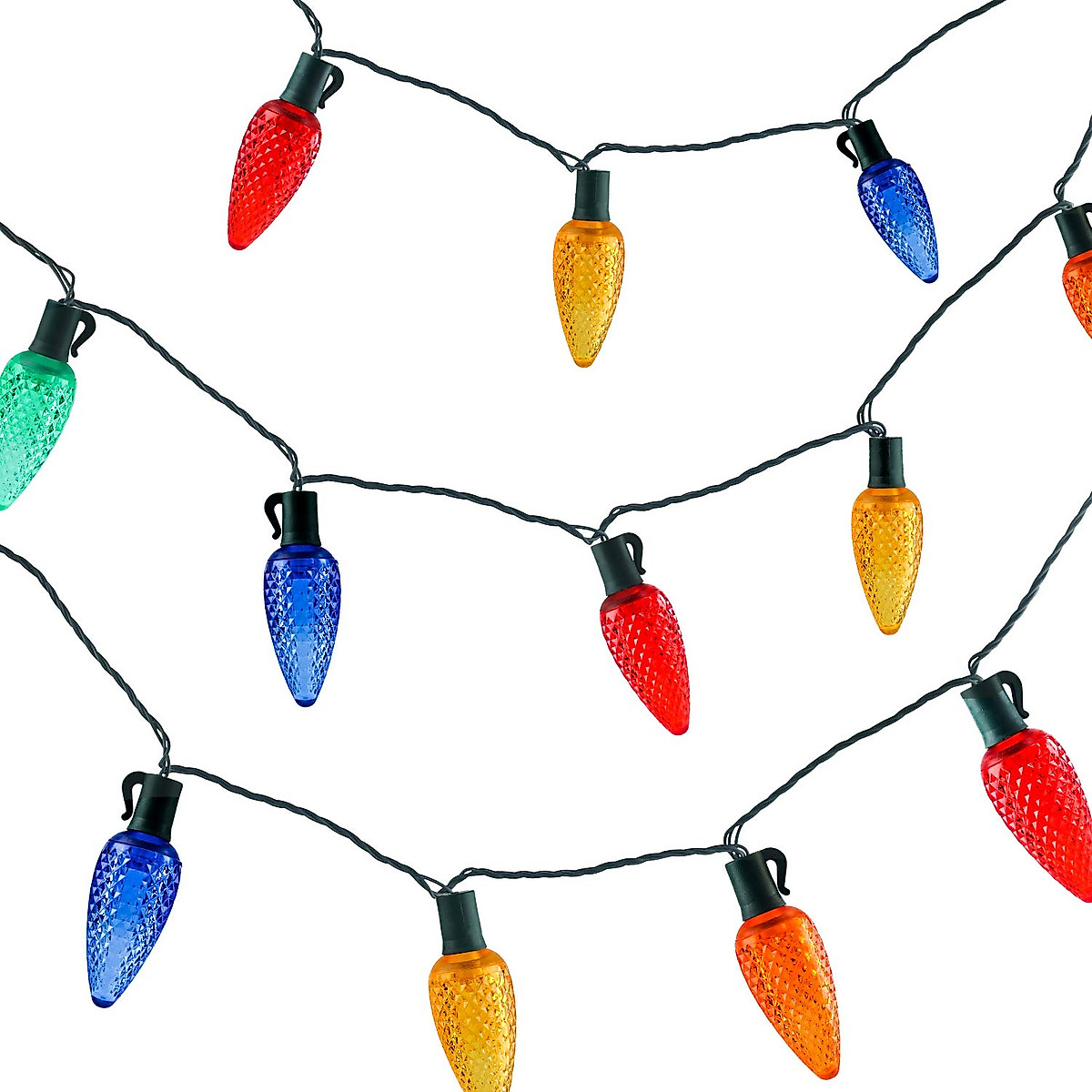 VanRayal C3 Christmas Tree Lights End-to-End Plug,50 LED 18ft Outdoor String Light WarmWhite for Patio Garden,Green Wire,UL Listed,42 Sets Connectable