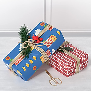Reversible Gift Wrapping Paper-Rolled 5 Sheets-Game-Includes Ribbon and Double-sided Tape-Unique Design for Anniversary Birthdays Valentine's Day Party Christmas Holiday Present(33"" X 17.5"" each sheet)