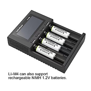 4-Bay 18650 Battery Charger, Test Battery Capacity, LCD Display, Fast Charging, Universal Battery Charger for 3.7V 26650 18650 18350 20650 14500 18500 1.2V AA AAA C SC Size Batteries