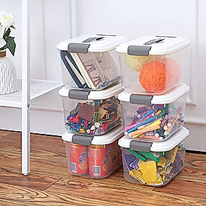 YYQX 5.5 Quart Clear Storage Latch Bins with Lids, Plastic Home Storage Organizing Box with Handle, 6-Pack