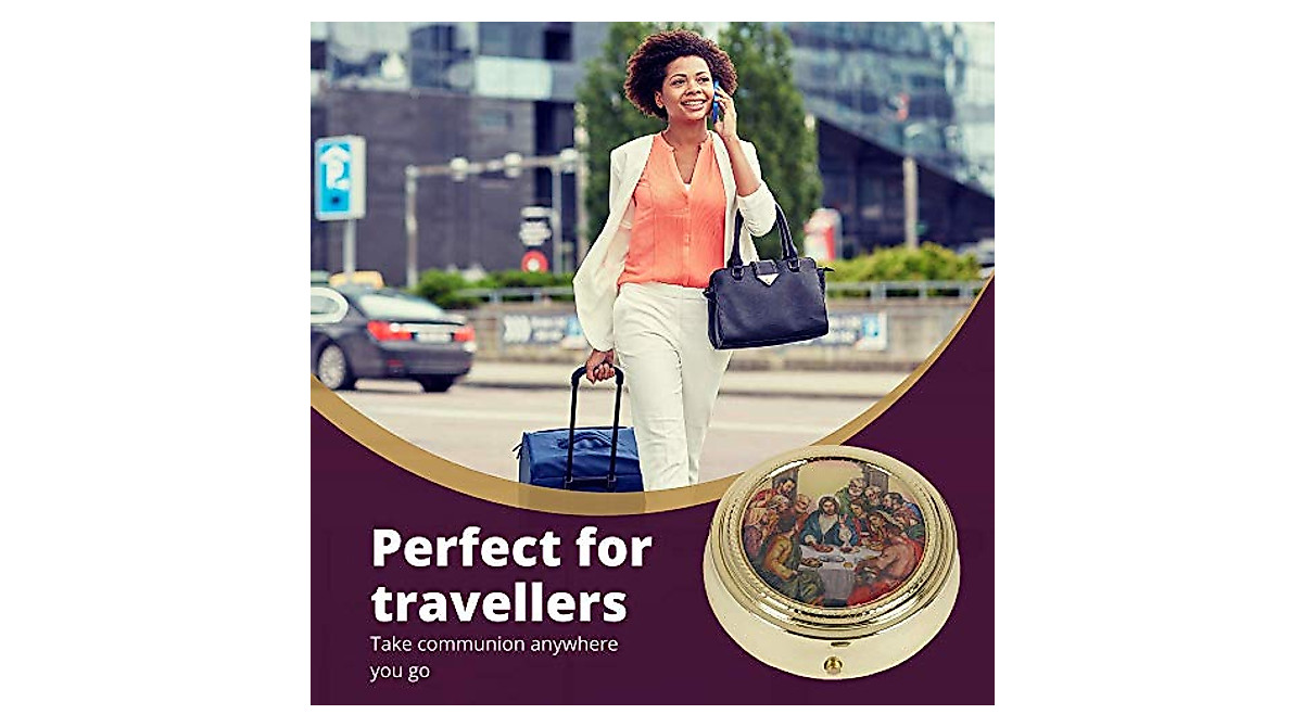 Gold Toned Catholic Communion Pyx - Portable Eucharist Holder