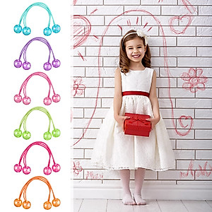 Juinte 6 Pairs Ball Hair Bands, 6 inches Acrylic Butterfly Ponytail Hair Bands, Hair Accessories for Girls Women Kids, Multicolor (12 Count)