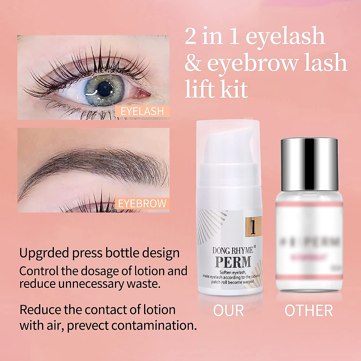 2024 Upgraded Lash Lift Kit, 2 in 1 Brow Lamination Eyelash Perm Kit, Professional Instant Lash Lift Extensions, Semi-Permanent Lash Lifting Curling Perming Wave, Salon Result for a Supermodel Look
