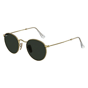 Ray Ban RB3447 ROUND METAL Sunglasses Color 001, Gold, 50 mm