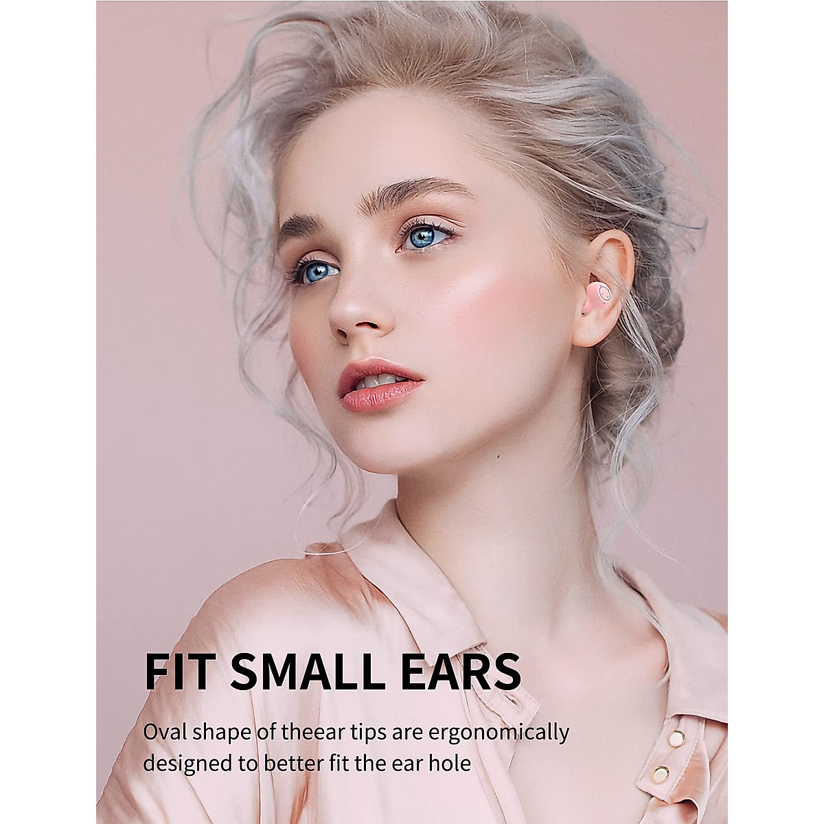 Togetface Bluetooth Kids Earbuds, Pink Wireless Earbuds for Girls and School Classroom Earpods Small Ears Headphone Earphones Airpods in-Ear Headset