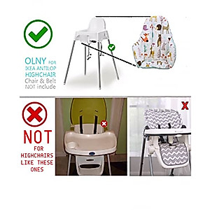 Bebek Ozel High Chair Cushion for IKEA High Chair, One Piece IKEA High Chair Accessories, Cotton Antilop High Chair Accessories, Washable IKEA High Chair Cushion (nature green)