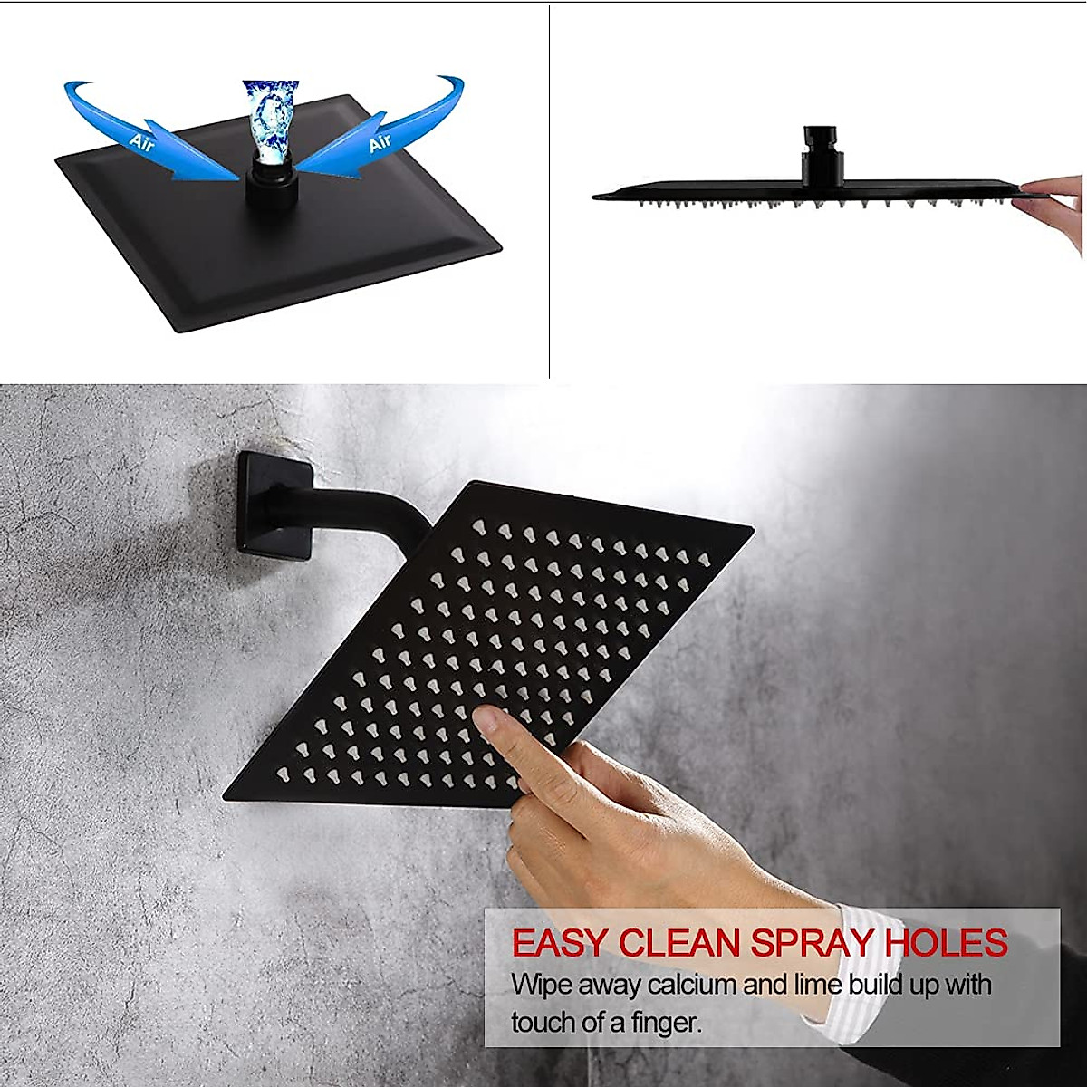 Matte Black 3-Handle Tub and Shower Faucet Set, Bathroom Bathtub Rainfall Shower Head with Waterfall Tub Spout,Tub and Shower Trim Kit with Valve