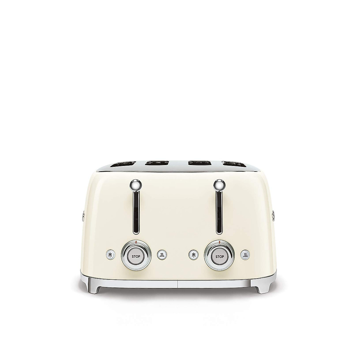Smeg 50s Retro 4-Slot Toaster TSF03CRUS Bundle with Bamboo Tongs - Cream