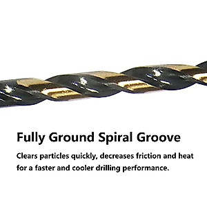 VALYRIANTOOL HSS Twist Drill Bits | 24 Pcs Black and Gold Coated Drill Bits Set | 3/32 Inch Jobber Drill Bits for Drilling on Mild Steel, Copper, Aluminum, Zinc Alloy
