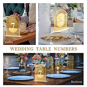20 pcs Modern Arch Gold Table Numbers for Wedding Reception， Acrylic Signs and Holders ，Perfect for Centerpiece, Reception, Decoration, Party, Anniversary, Event（4x6 Inch）