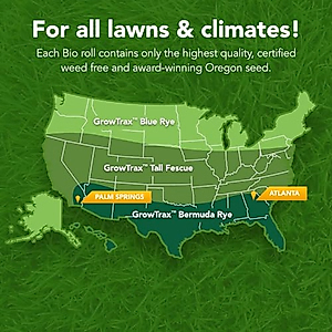 Growtrax Biodegradable Grass Seed Mat, Year Round Green - 50 Sq Ft Quick Fix Roll - Growing Solution for Lawns, Dog Patches and Shade - Just Roll Water & Grow -Not Fake or Artificial Grass