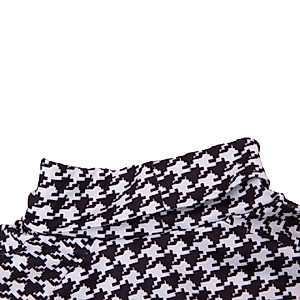 Mens Fashion T-Shirts Turtleneck Underwear Plaid Houndstooth Thermal Long Sleeve Undershirts Slim Fit Shirts White