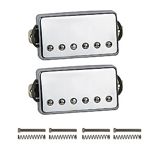 FLEOR Alnico5 Guitar Humbucker Pickup Set Chrome Bridge & Neck Pickups Compatible with LP style Guitar Part