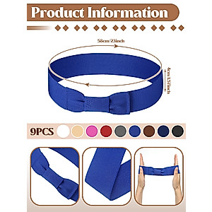 Tigeen 9 Pcs Bow Tie Stretchable Hat Band Hat Ribbon Women's Costume Headwear Panama Hatband for Cowboy Hat Men Women (Bright Colors)