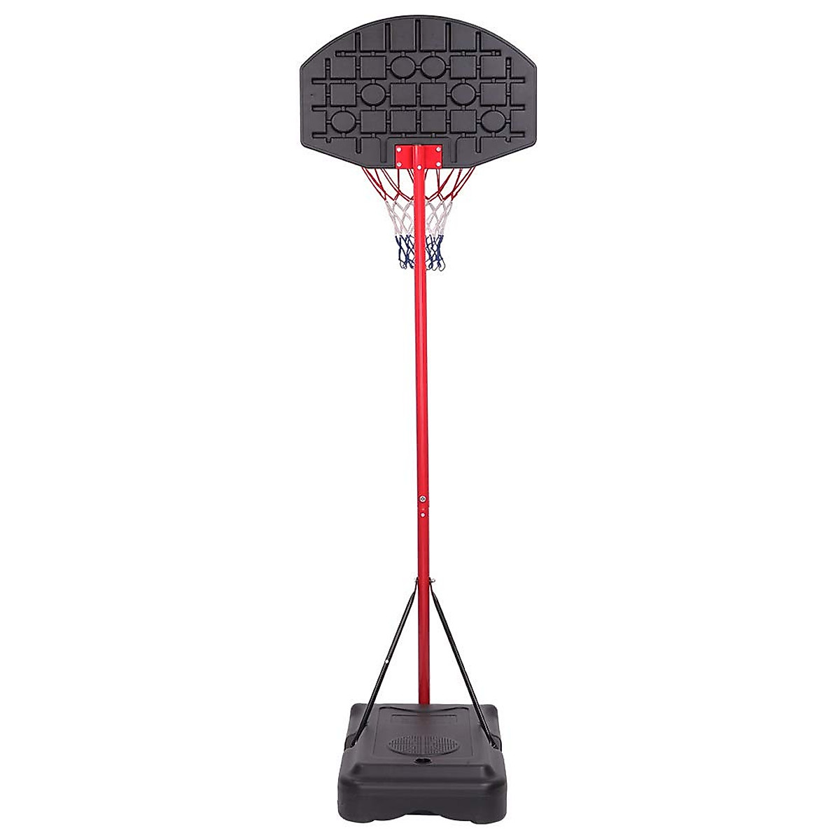 FCH Portable Basketball Hoop Height Adjustable Basketball Stand Backboard System for Kids Teenagers Youth w/Wheels Indoor & Outdoo (Red, Black)