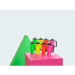 STANLEY Quencher H2.0 FlowState Stainless Steel Vacuum Insulated Tumbler with Lid and Straw for Water, Iced Tea or Coffee, Smoothie and More, Electric Pink, 40 OZ