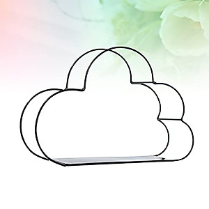 Beavorty 1Pcs Metal Wall Hanging Storage Shelf Cloud Shaped Desktop Book Rack Metal Wall Mount Wire Bookshelf Hanging Organizer for Bathroom, Living Room and Bedroom(Black)
