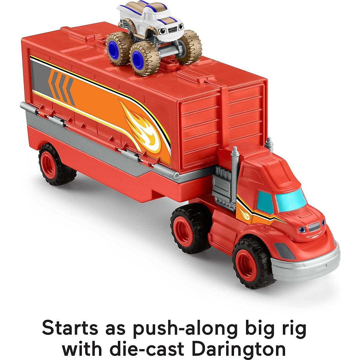 Fisher-Price Blaze and The Monster Machines Toy Car Race Track Launch & Stunts Hauler Transforming Playset for Kids Ages 3+ Years