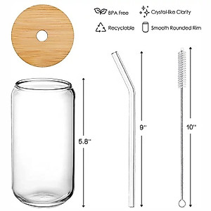 Grippystore -4pcs Glass Cup w/lids straws and Cleaning brushes perfect for drinks hot or cold dishwasher safe