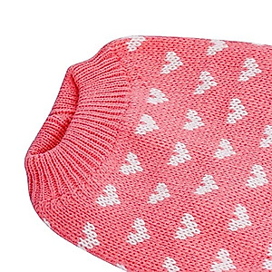 Dxhycc Dog Knitted Sweater Heart Puppy Sweater Warm Soft Pet Holiday Clothes for Small Cats and Dogs (Pink, S)