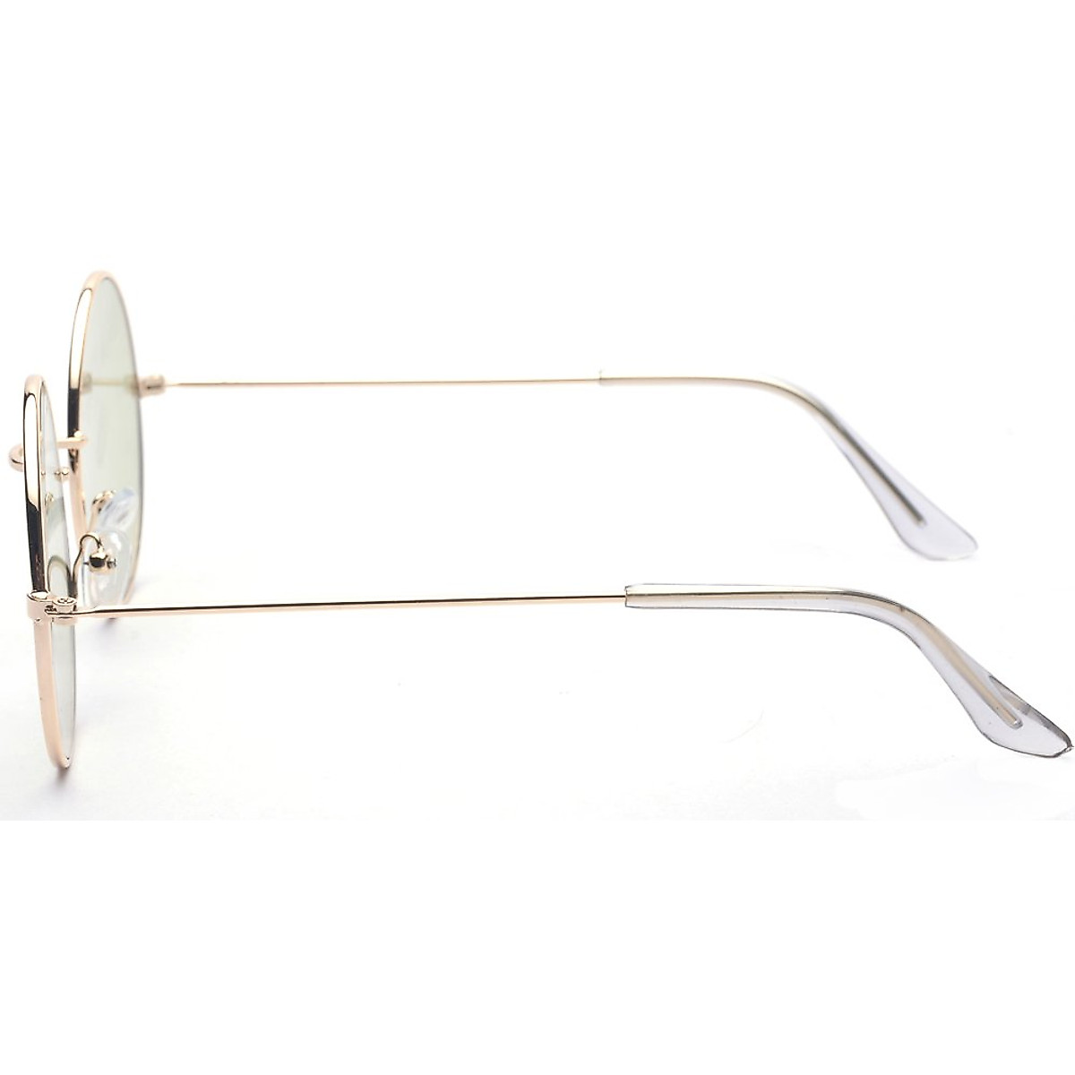 ALWAYSUV Round Small Flat Sunglasses Circle Metal Vintage 70's Hippie Glasses (Green)