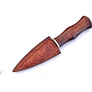 GLORIUS CRAFT Handmade Damascus Hunting Knife with Leather Sheath - Ideal for Skinning, Camping, Outdoor -Fixed Blade Bushcraft Knife with Walnut Wood Handle - Predator Hunter,