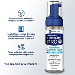 Welmedix Rinse Free Cleansing Foam, 3 in 1 Body Wash, Shampoo and Personal Cleanser for Elderly, Incontinence and Infant Care, Hospital Grade, Sulfate Free, Paraben Free (Pack of 3)