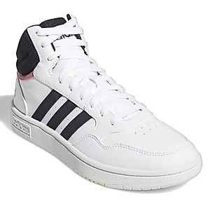 adidas Women's Hoops 3.0 Mid Basketball Shoe, White/Legend Ink/Rose Tone, 7