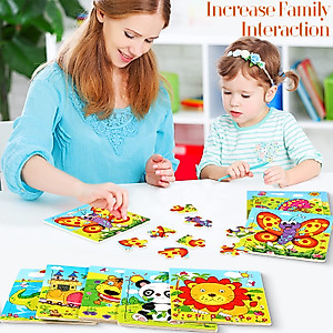 Yunsailing 40 Pack Wooden Puzzles for Kids Ages 3-5, Animals Jigsaw Puzzles for Toddlers Age 2-8, Preschool Educational and Learning Puzzles Gifts for Kids Christmas Birthday Party