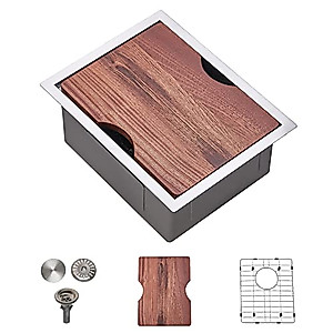 18 Inch Stainless Steel Bar Sink Undemount-VAPSINT 18x14 inch Workstation Ledge Single Bowl Small Kitchen Sink,Wet Bar Prep RV Sink Basin with Accessories