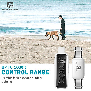 Paws Furlosophy Dog Training Collar with Remote, No Shock Collar for Dogs, 1000ft Remote Control Dog E Collar,3 Training Modes, Suitable for Small, Medium, Large Dogs, IPX7 Waterproof