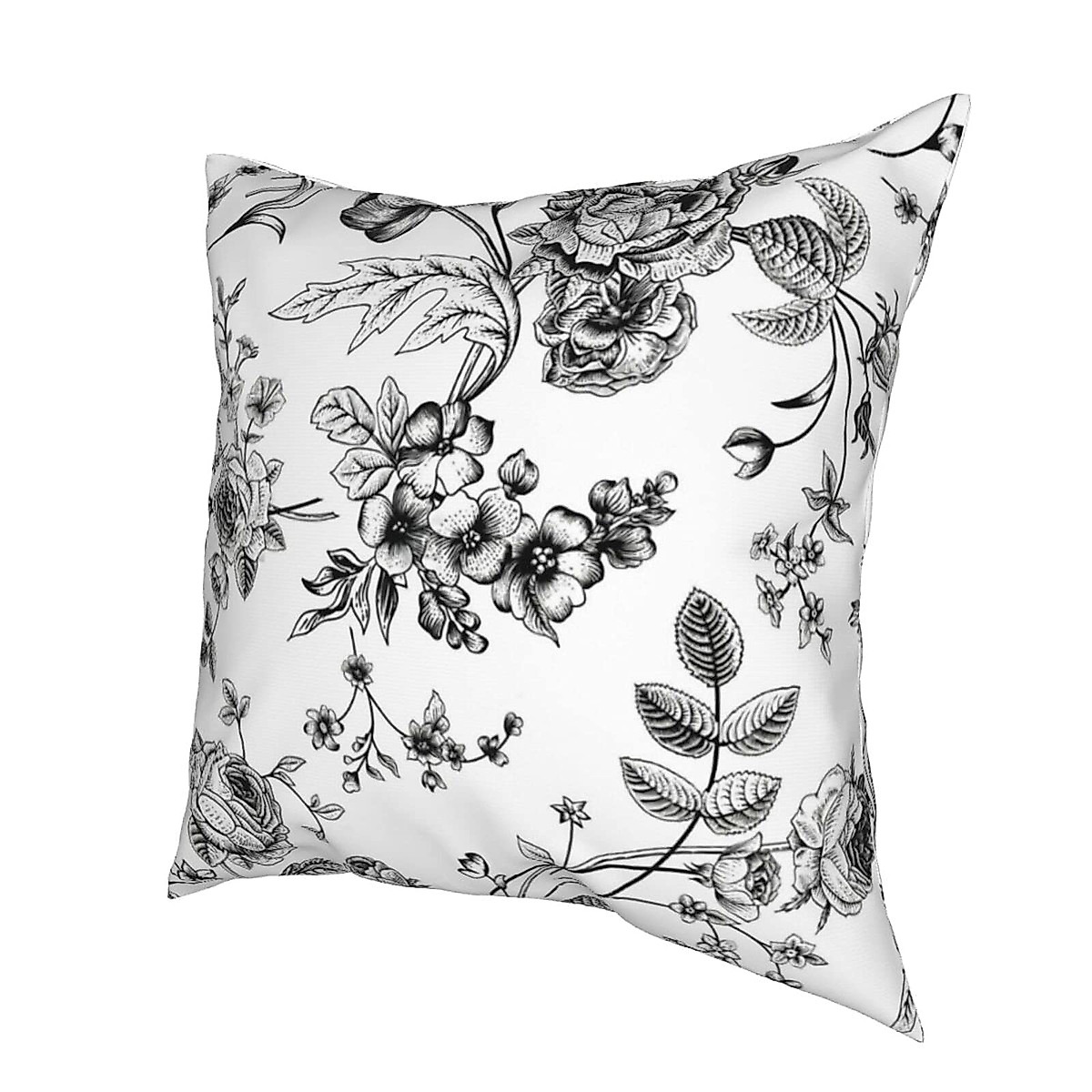 Floral with Victorian Bouquet of Black Flowers On Garden Roses Tulips Delphinium Petunia Pillow Covers Decorative Throw Cushion Cover Square Pillow Cases Car Sofa Home Decor 18 X 18 Inch