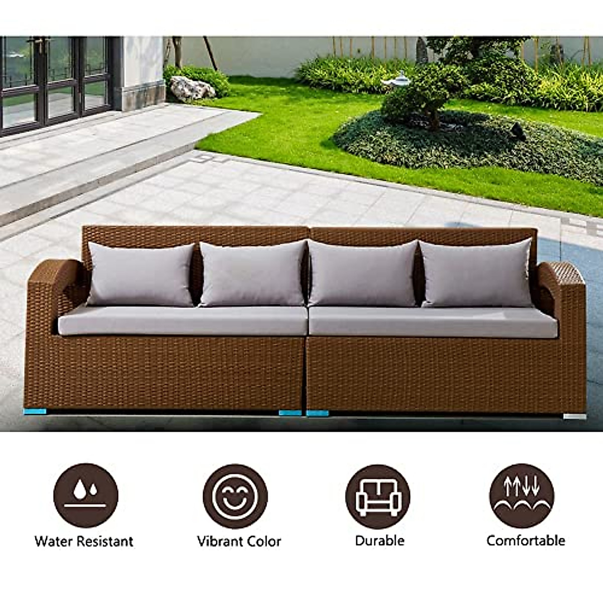 FLYMEI Patio Cushion Covers, Outdoor Cushion Covers Replacement 24 X 22 X 4 inch, Water Resistant Patio Bench Covers Only