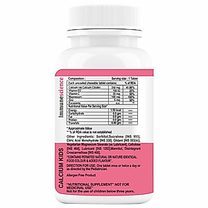 LMP Calcium for Kids with Vitamin D3 (VIT d), Magnesium, Zinc, Vitamin C, L lysine Multivitamin Supplement for Strong Bone, Teeth, Immunity, Growth and Development- 60 Tablets