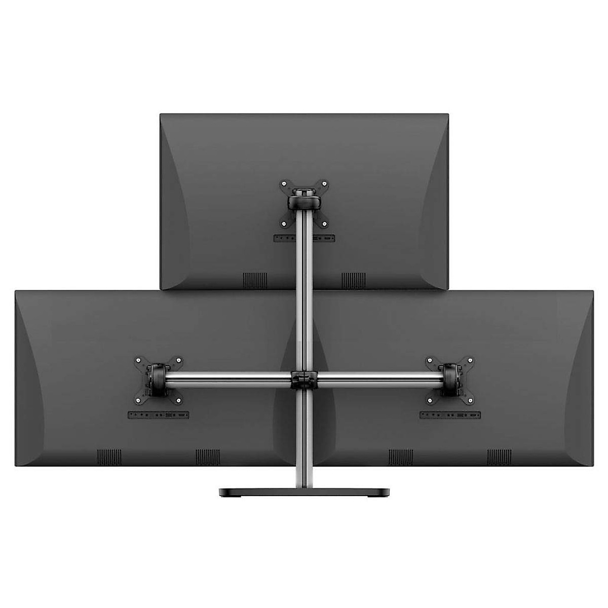 Atdec Quad/Triple/Dual/Single Monitor Desk Mount - Freestanding Base - Loads up to 17.6lb Flat or 13.5lb Curved - VESA 75x75, 100x100 - Quick Display Release, tilt, pan, Landscape/Portrait