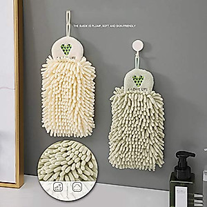 SWYWY 2Pcs Kitchen Hanging Towels Set Chenille Hand Face Wipe Towels Bathroom Washcloths