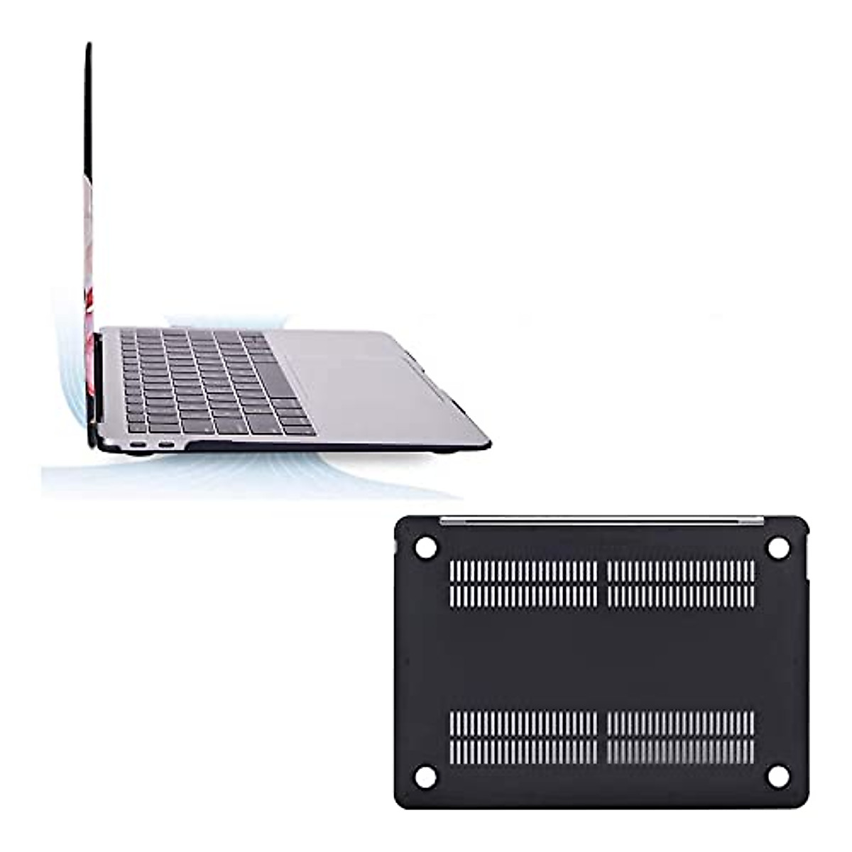 MOSISO Compatible with MacBook Air 13 inch Case 2022 2021 2020 2019 2018 Release A2337 M1 A2179 A1932 Retina Display Touch ID, Plastic Peony Hard Shell Case&Keyboard Cover&Screen Protector, Black