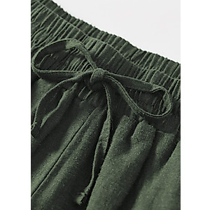 Weintee Women's Wide Leg Linen Pants with Pockets 2X Olive