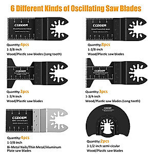 CGBOOM 26pcs Oscillating Saw Blades, Universal Wood Metal Oscillating Multitool Quick Release Saw Blades fit Dewalt Dremel Bosch Makita Fein Multimaster