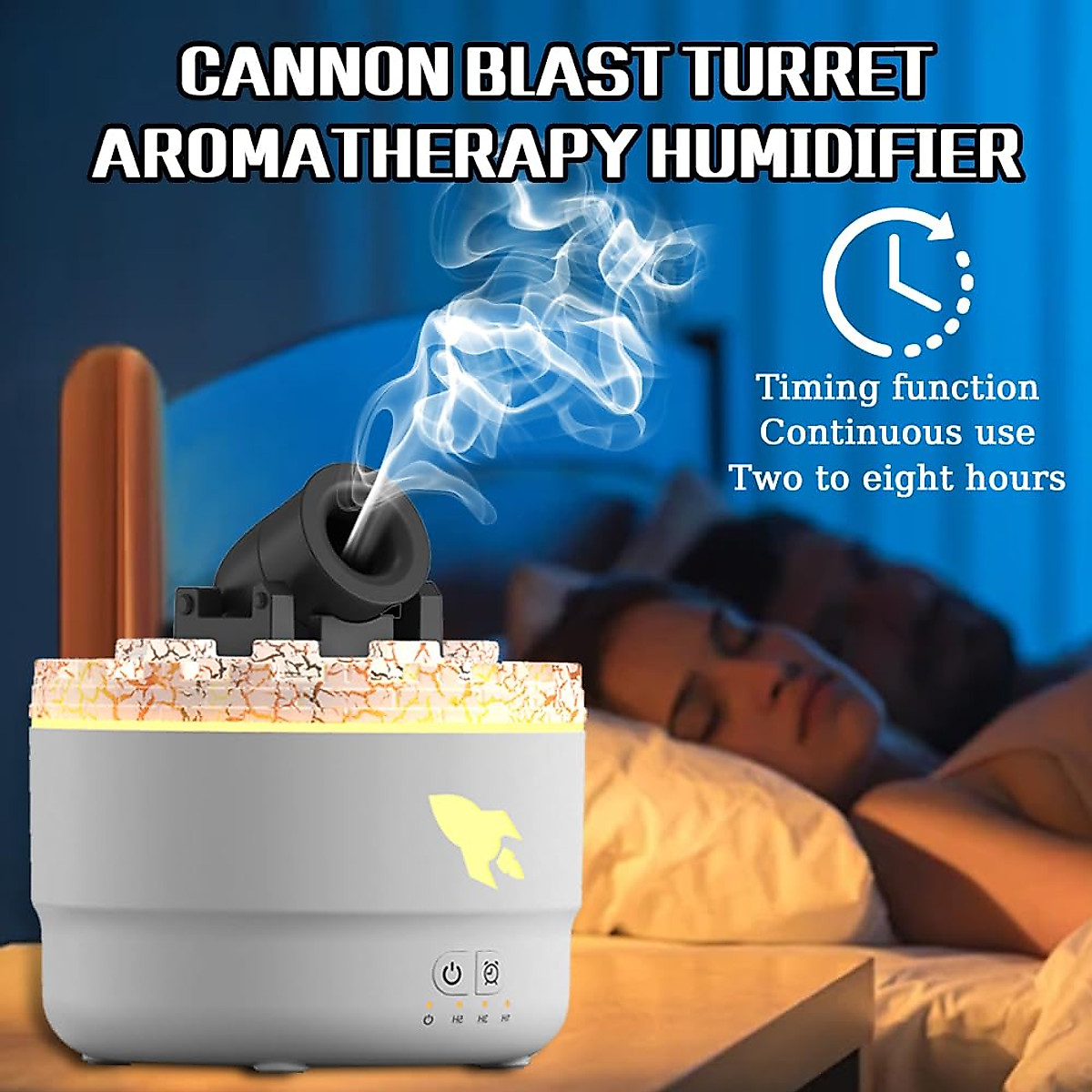 Cannonmist Aromatherapy Humidifier, 2024 Best Vapor Cannon Humidifier, Cannon Blast Turret Humidifier Silent Diffuser with 7 Colors, Cannon Blast Aroma Humidifier for Bedroom