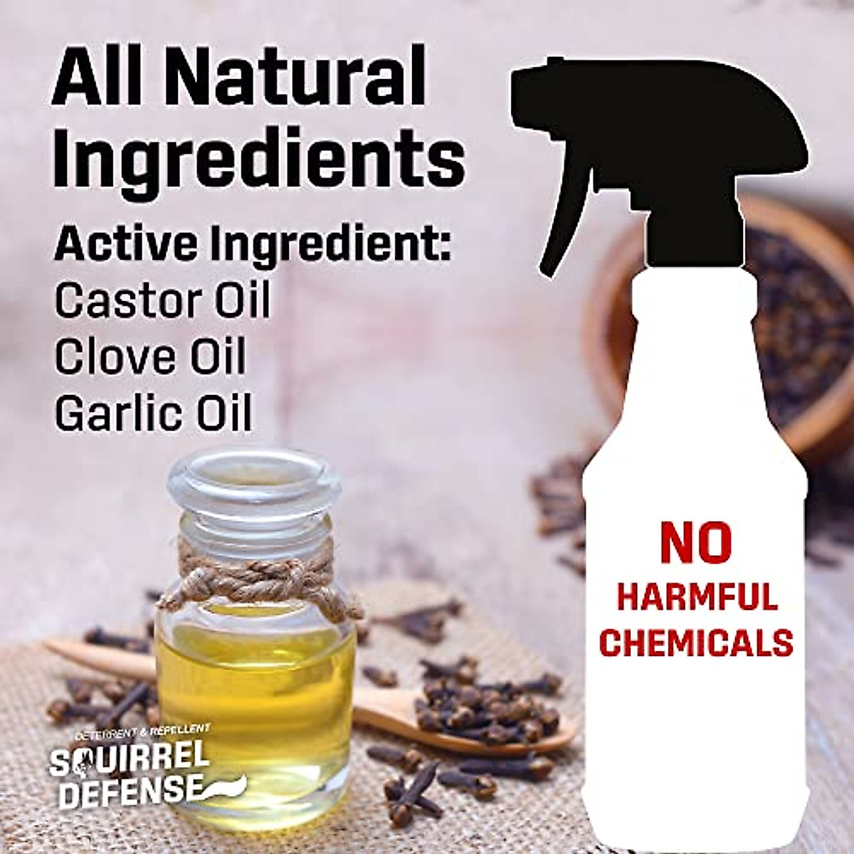 Exterminators Choice - Squirrel Defense Spray - 32 Ounce - Natural, Non-Toxic Squirrel Repellent - Quick and Easy Pest Control - Safe Around Kids and Pets - Deters But Doesn’t Harm