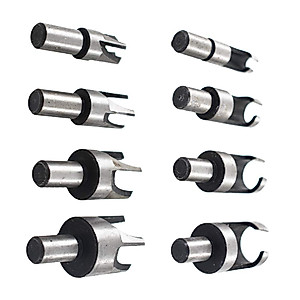 8Pcs Wood Plug Cutter Drills Bit Set (5/8", 1/2", 3/8", 1/4") Straight and Tapered Taper, Carbon Steel Woodworking Cutting Tool