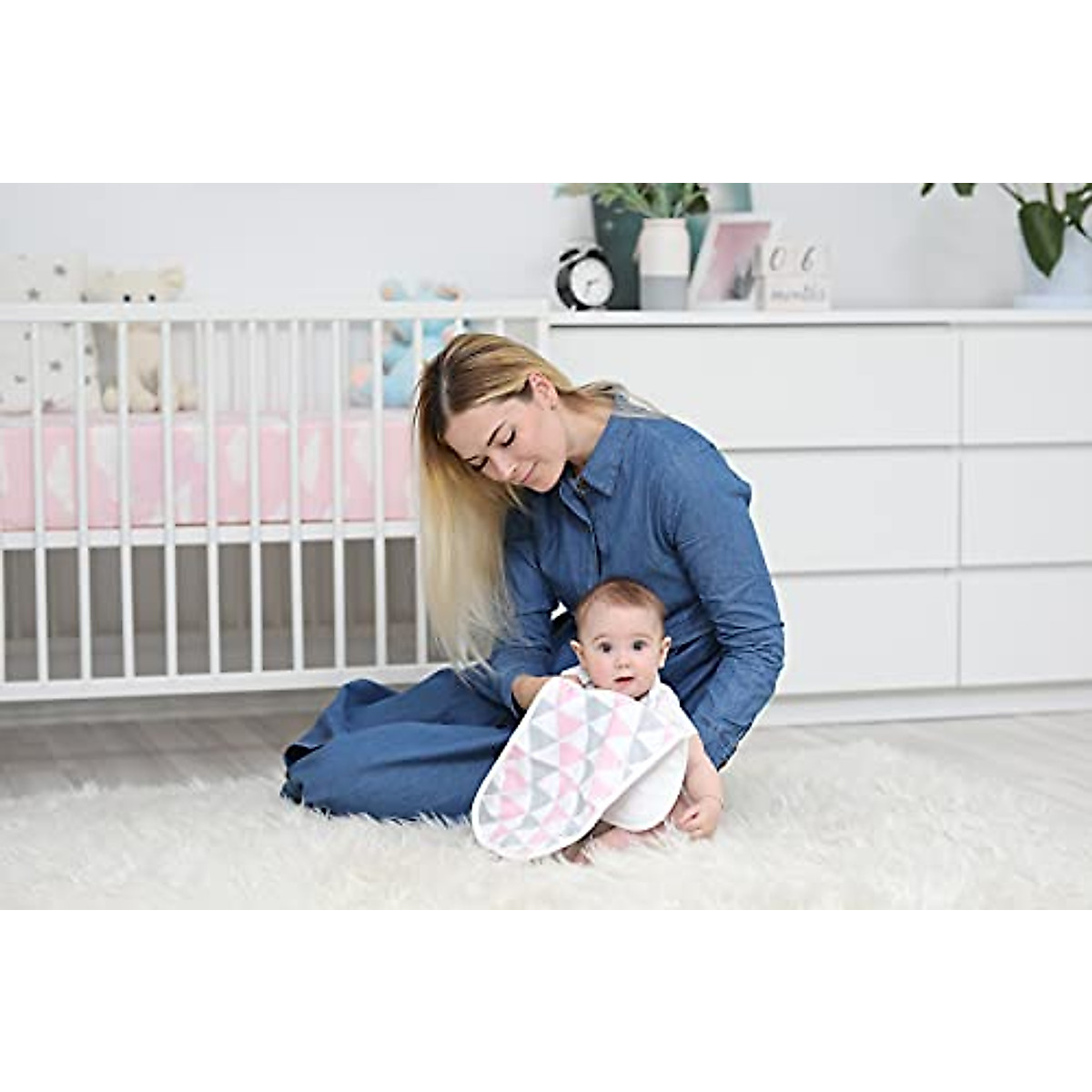 BaeBae Goods Burp Cloths for Baby Girl - Ultra Absorbent Burping Rags - Anti Shrink Unisex Burpy Clothes - Super Soft Jersey Cotton, Large 21"x10" - Thick for Newborn Cloth Diapers - 6 Pack