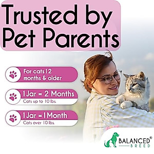 Balanced Breed L-Lysine Cats Immune Support Soft Chews Made in USA Non-GMO Vet-Pharmacist Approved Krill Oil Omega 3 Cat Vitamins Indoor Cats Supplements Asthma Relief Cat Lysine Allergy Relief 60 ct.