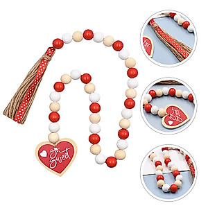 Sweet Valentine's Day Rope Tassel Beads Printed Dot Tassel Wood Beads DIY Decorative Pendant Wood Beads Garlands Bead Garland Home Decor Wall Valentine Day Decor Wood Decor
