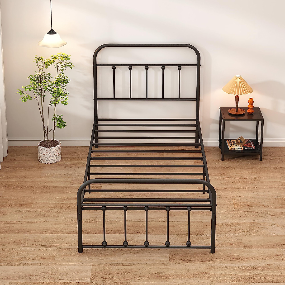 Closadin Classic Metal Platform Bed Frame with Heaboard and Footboard,Strong Metal Slats Support,No Box Spring Needed,Easy Assembly,Twin Size,Black